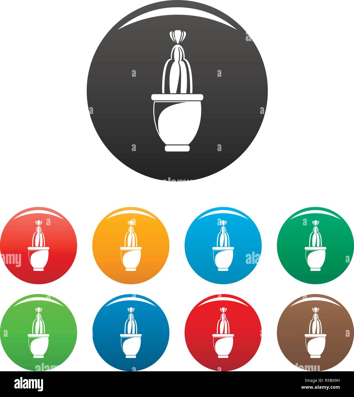Cactus flower icons set 9 color vector isolated on white for any design ...