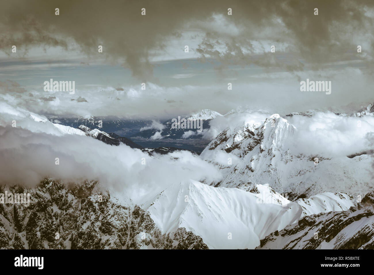 View of the Big Snow Capped Mountains of the Alps in Germany Stock ...