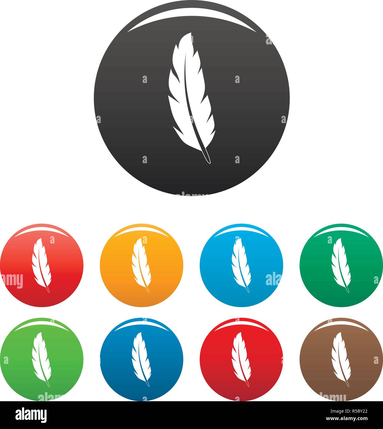 Peacock Feather Icons Set 9 Color Vector Isolated On White For Any