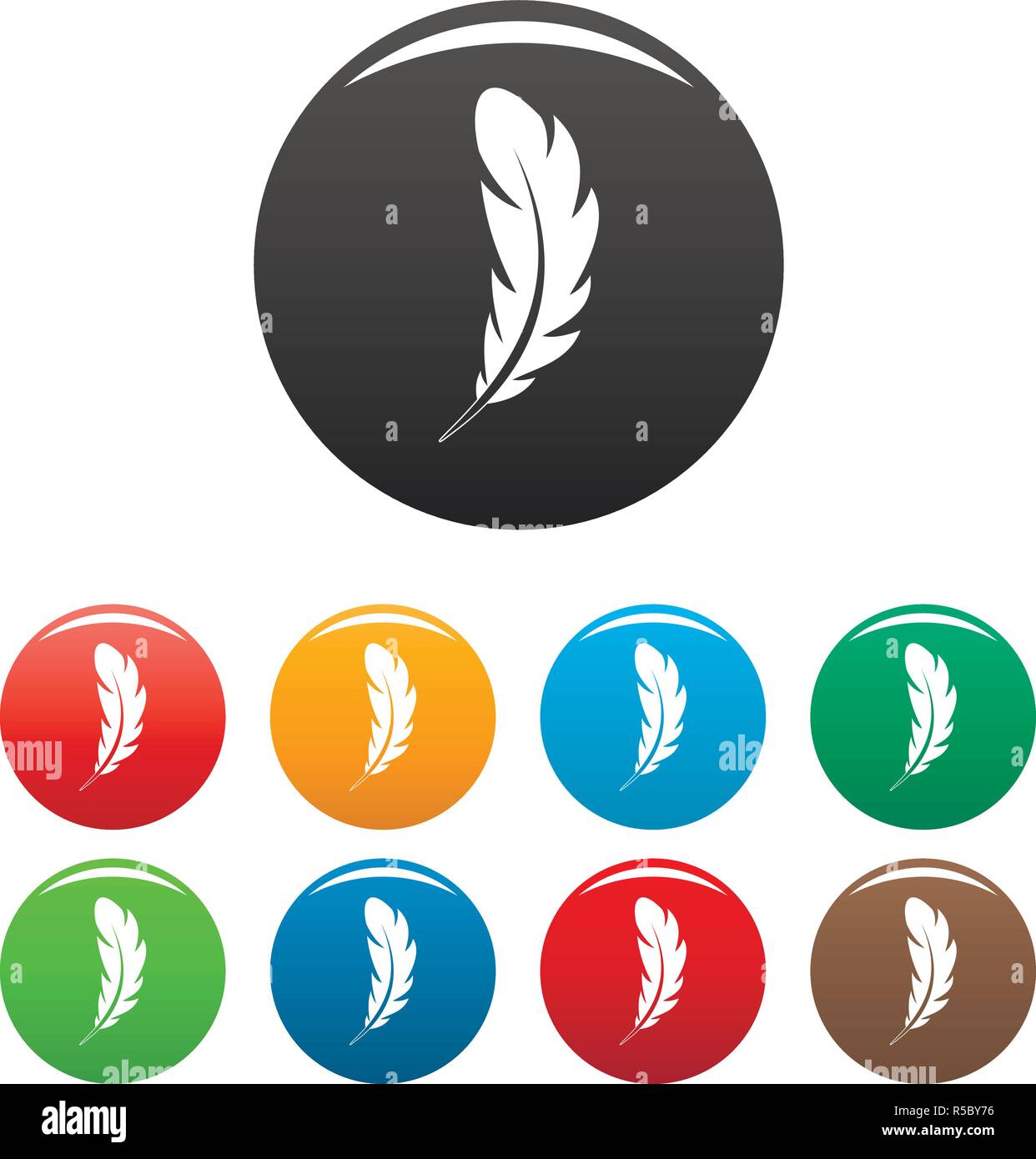 Pen feather icons set 9 color vector isolated on white for any design ...