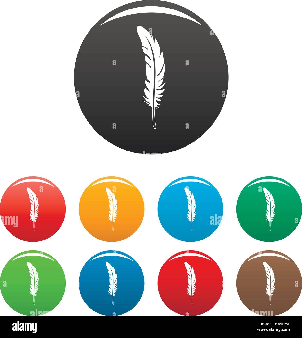 Plume feather icons set 9 color vector isolated on white for any design ...