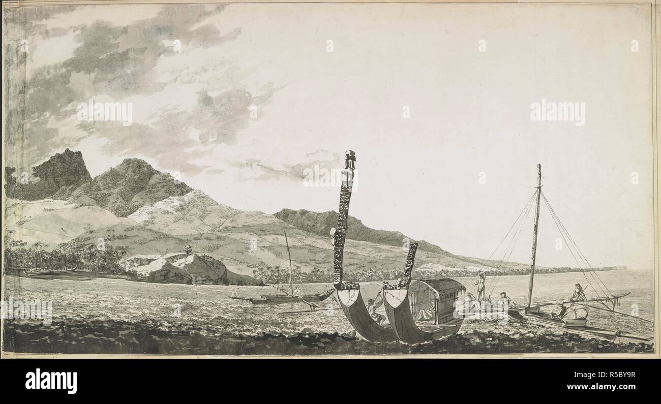 View of Matavai Bay, Otaheite [Tahiti]; with Point Venus and One-Tree ...