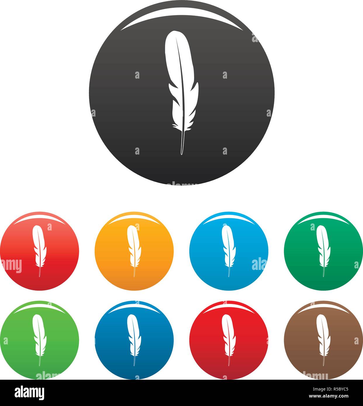 Beautiful feather icons set 9 color vector isolated on white for any ...