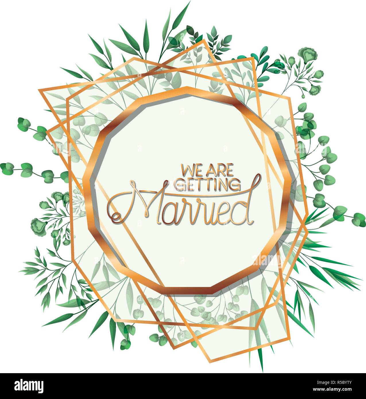 wedding invitation with golden frame Stock Vector Image & Art - Alamy