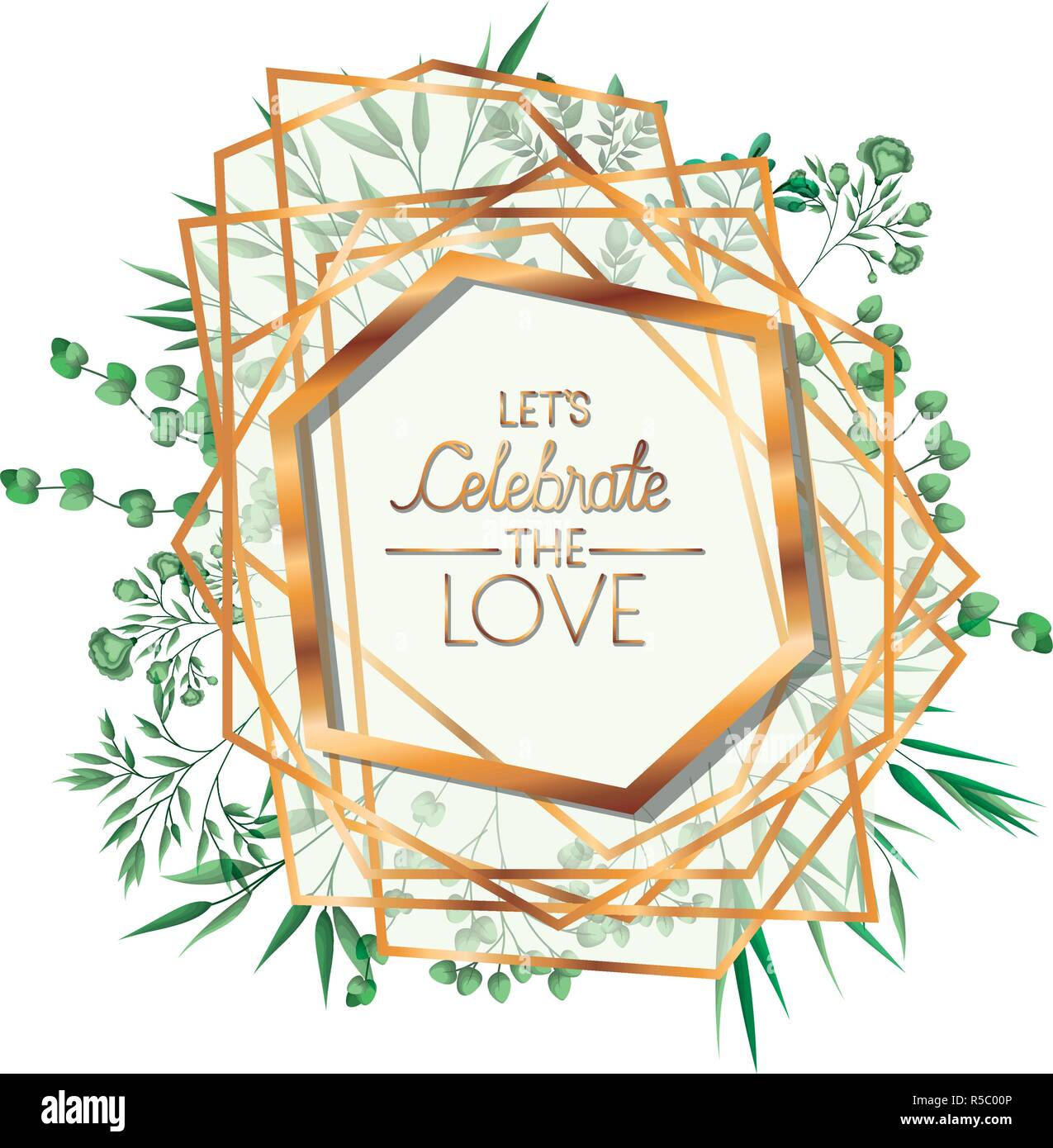 wedding invitation with golden frame Stock Vector Image & Art - Alamy