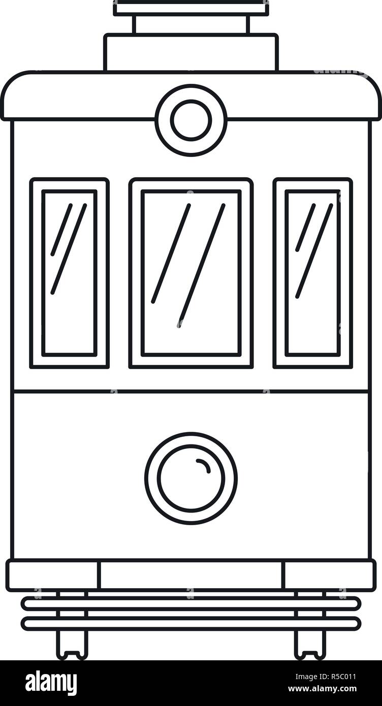 Front view tram icon. Outline front view tram vector icon for web ...