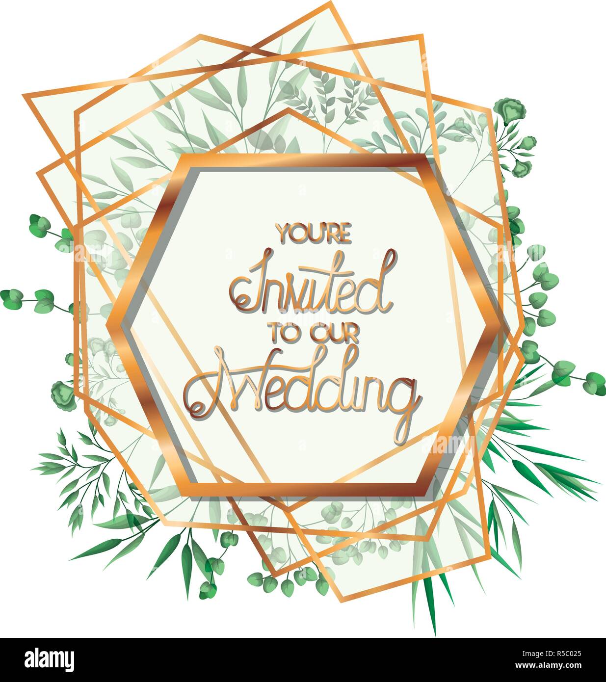 wedding invitation with golden frame Stock Vector Image & Art - Alamy