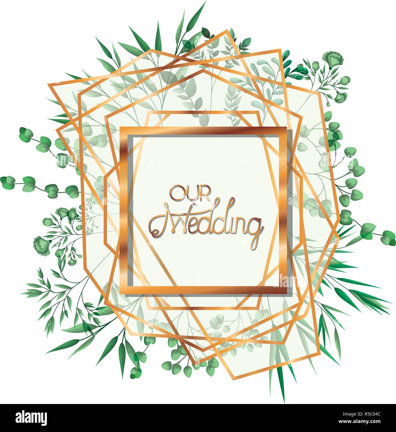 wedding invitation with golden frame Stock Vector Image & Art - Alamy