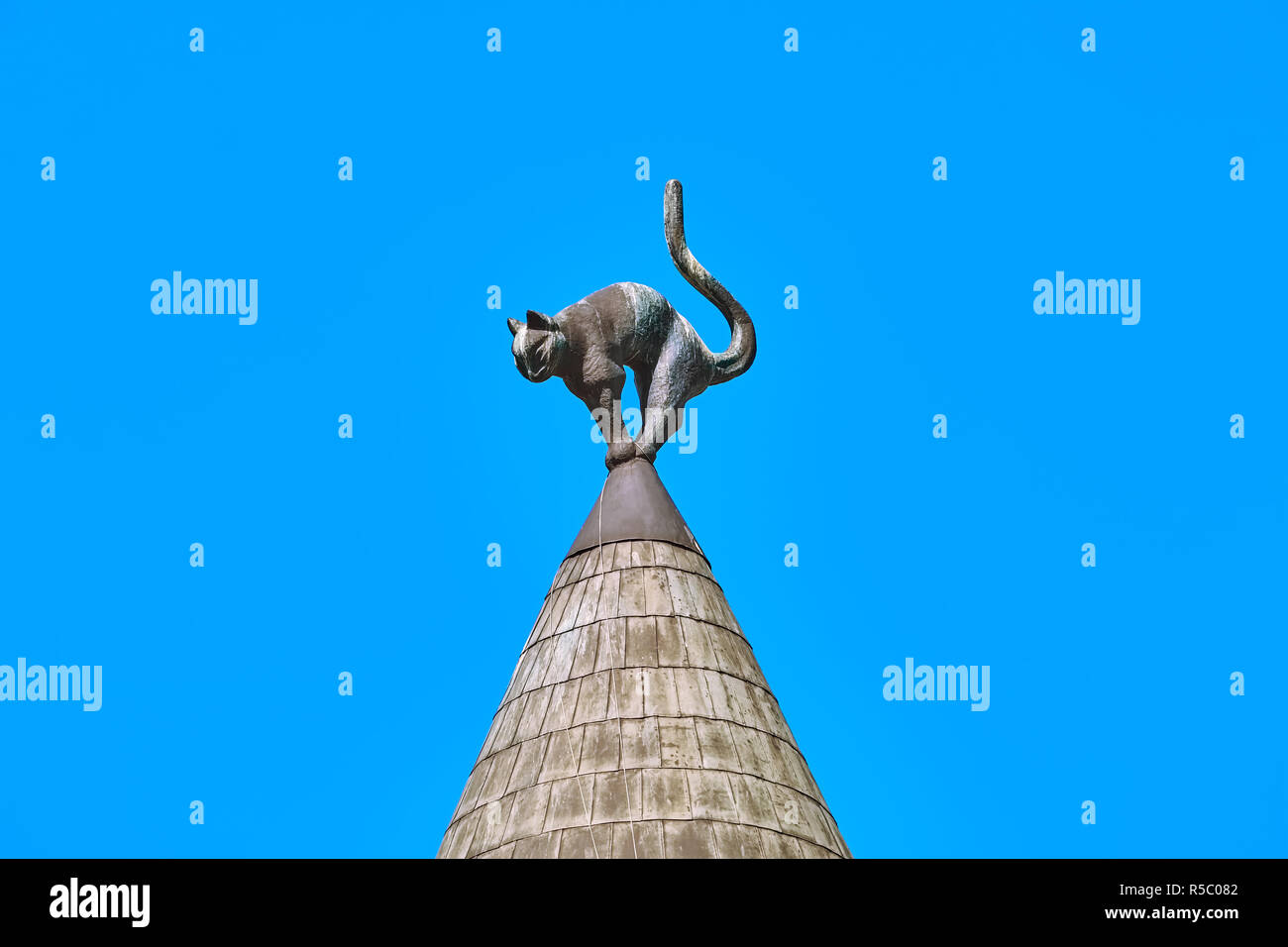 Cat on the Top of a Roof Stock Photo - Alamy