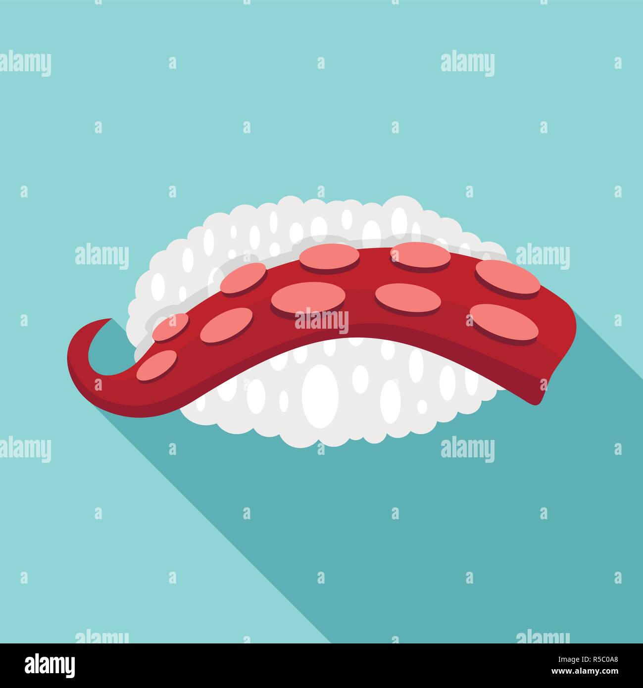Octopus sushi icon. Flat illustration of octopus sushi vector icon for ...