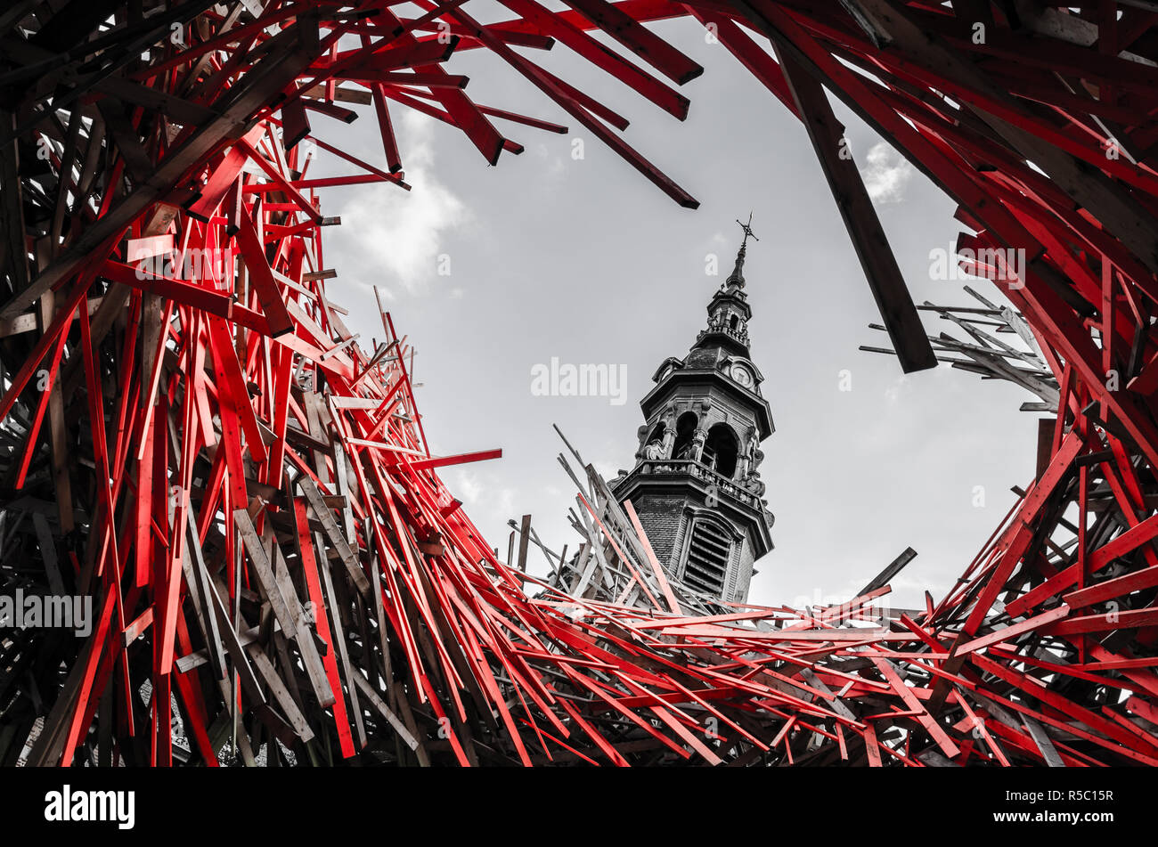 Abstract Wooden Monument in Mons, Belgium Stock Photo - Alamy