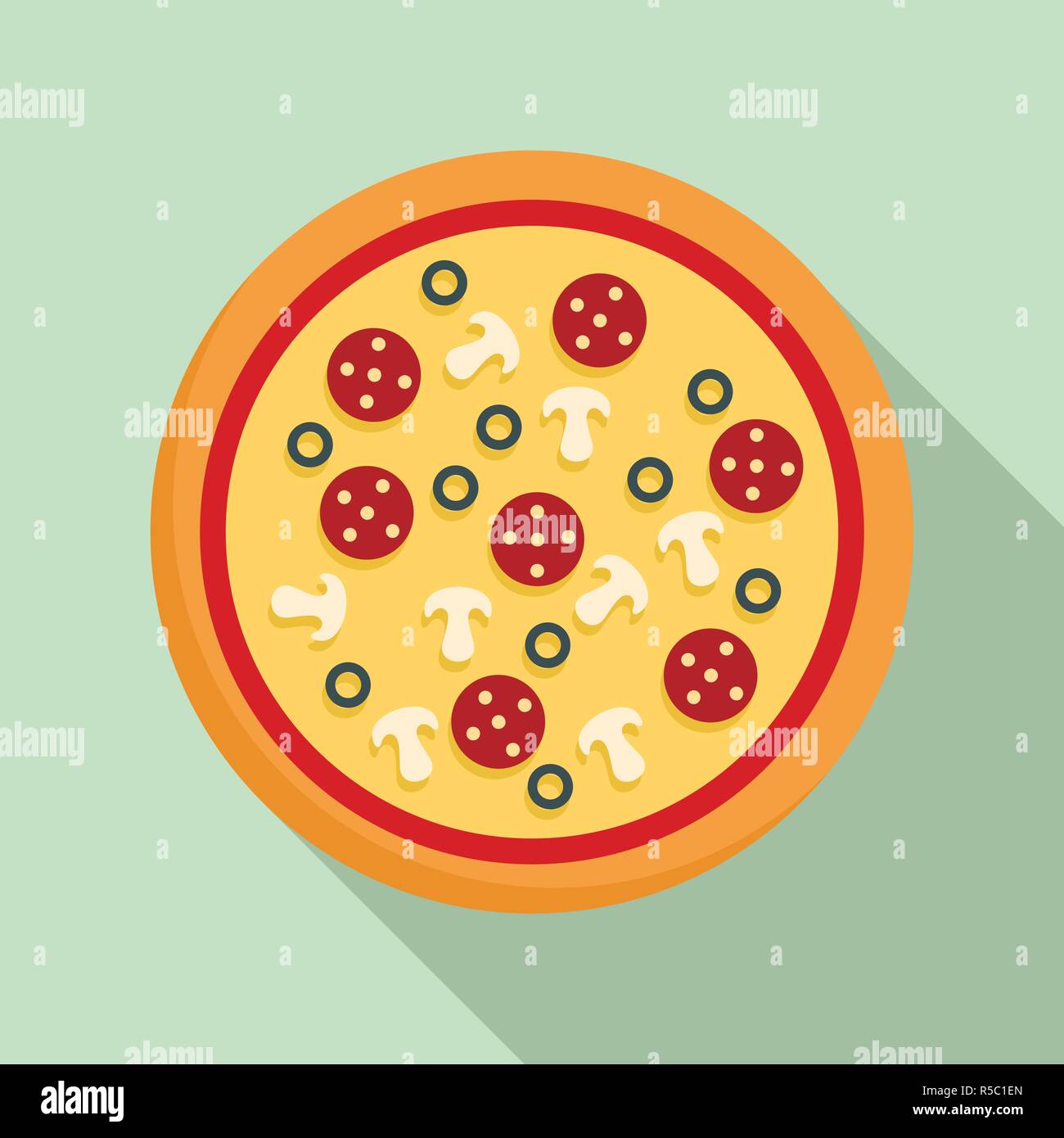 Pizza pepperoni icon. Flat illustration of pizza pepperoni vector icon ...