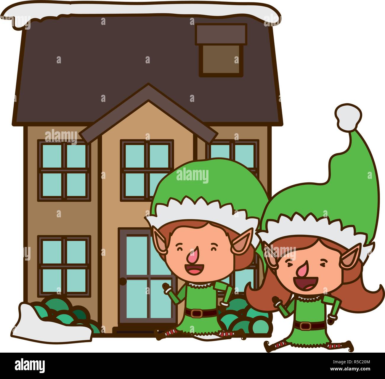 couple of elves with house isolated icon Stock Vector Image & Art - Alamy
