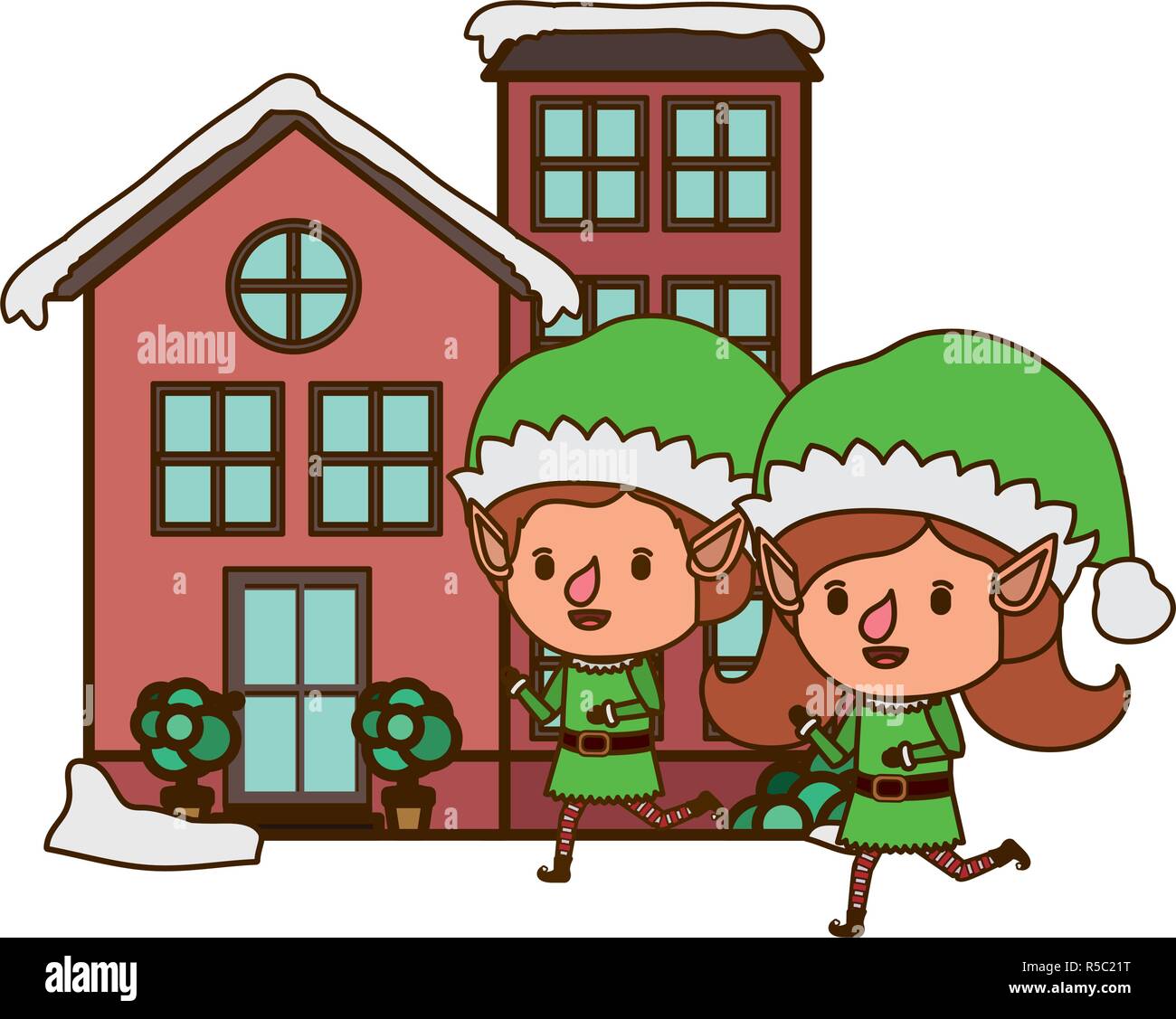 Couple front door Stock Vector Images - Alamy