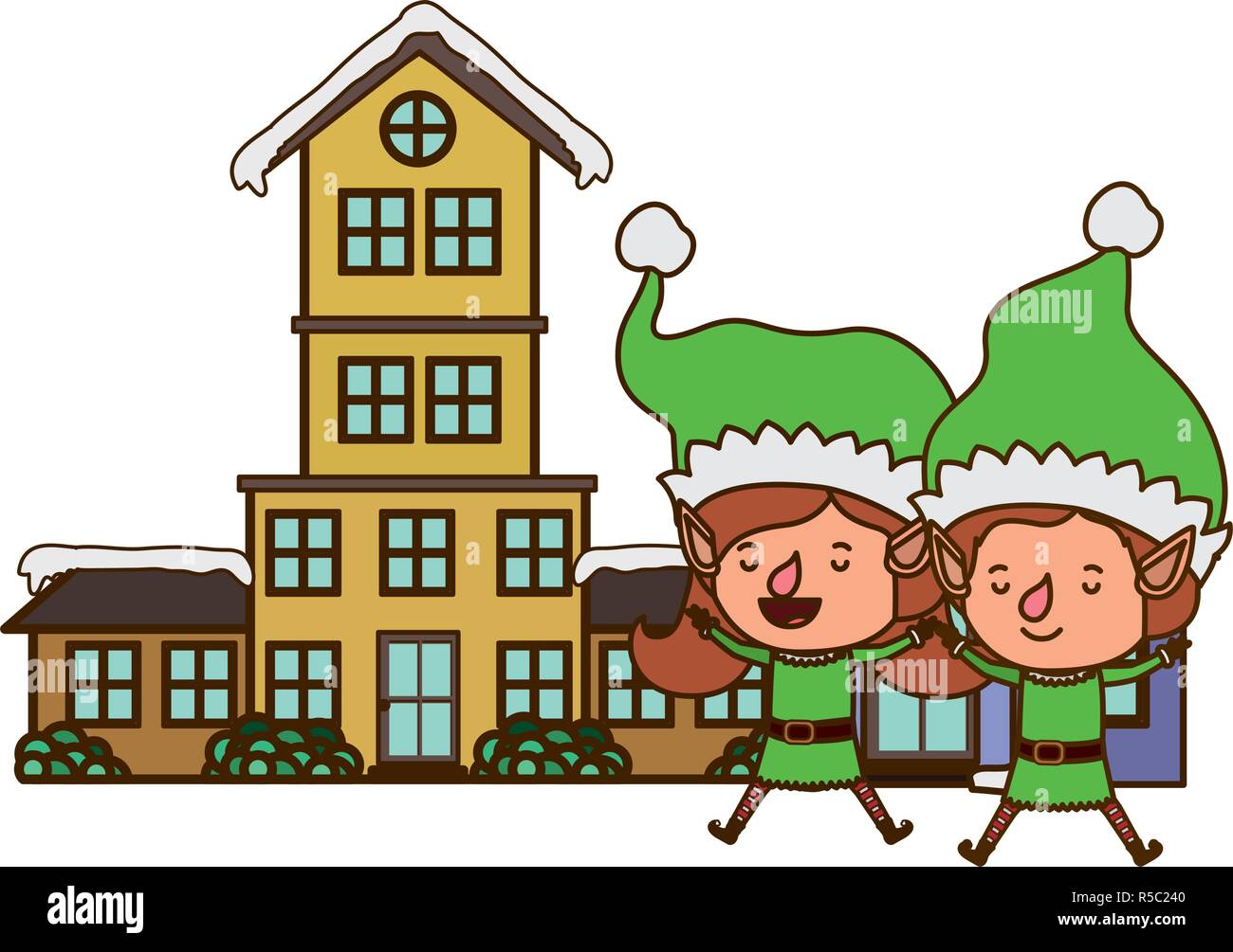 couple of elves with house isolated icon Stock Vector Image & Art - Alamy