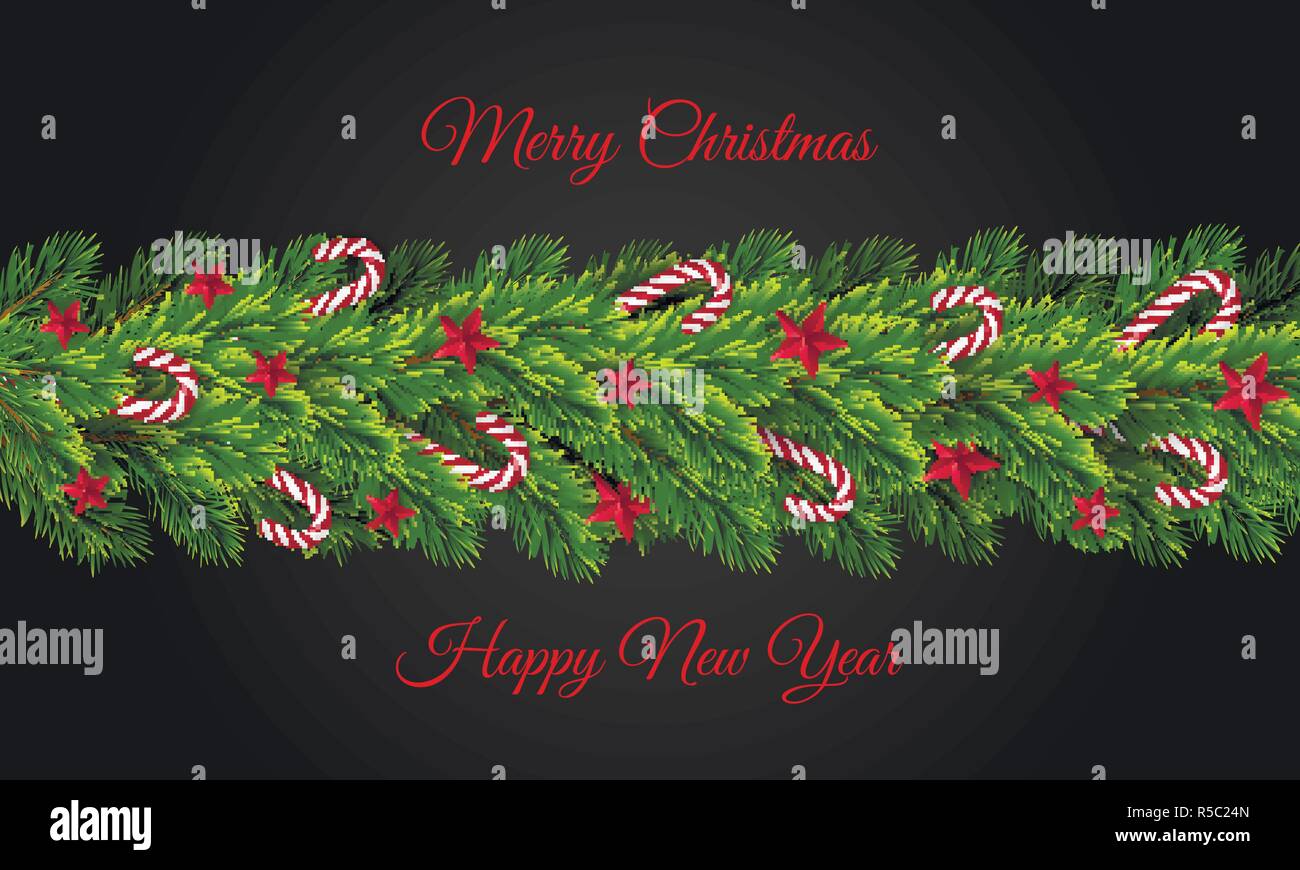 Happy New Year tree branch concept background. Realistic illustration ...