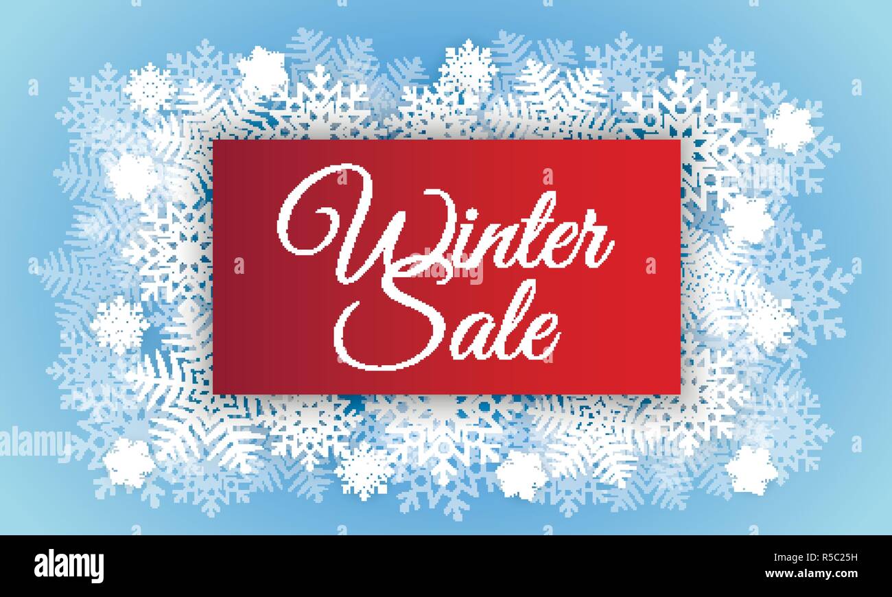 Red winter sale concept background. Realistic illustration of red ...