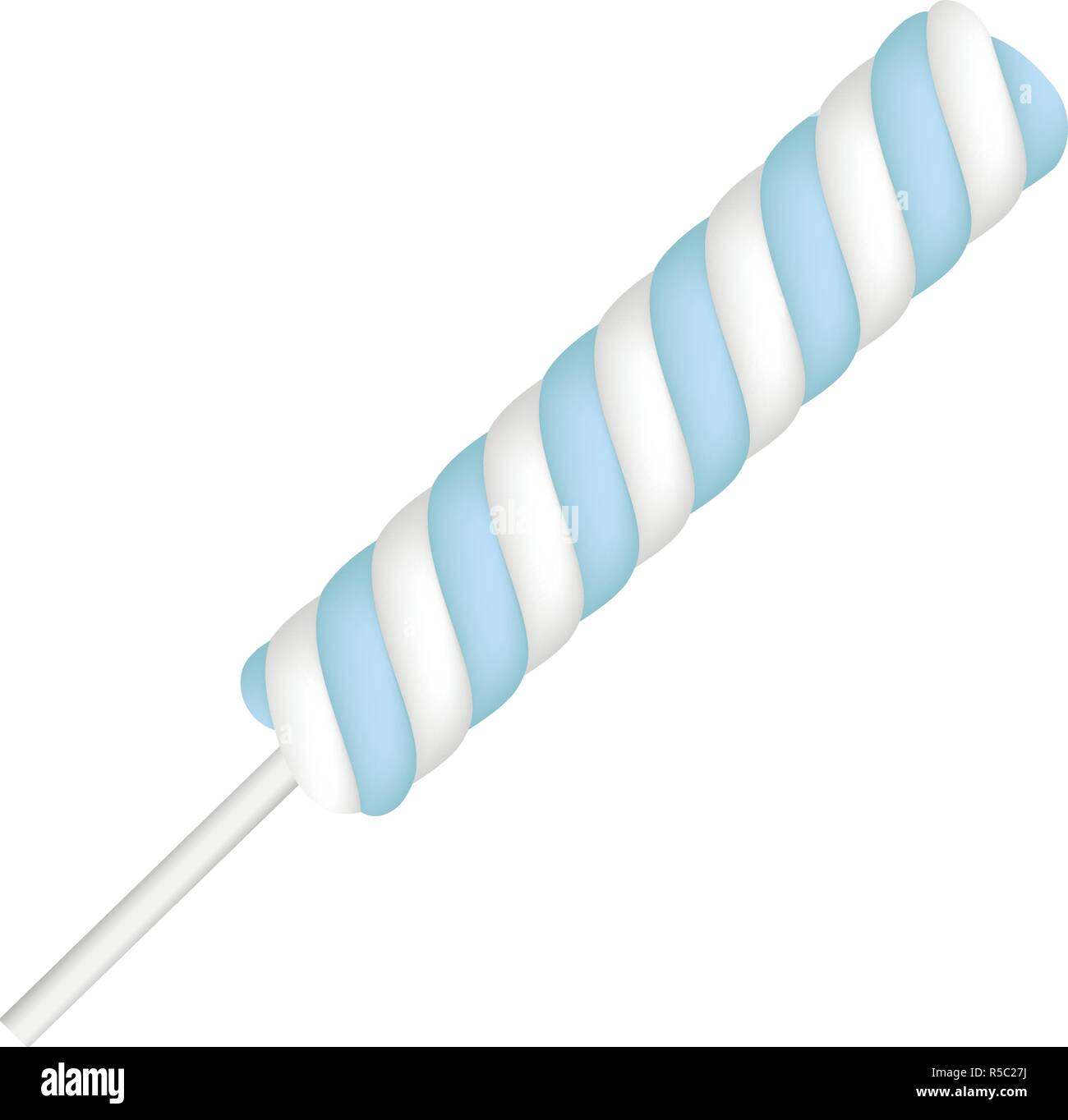 Blue striped marshmallow icon. Realistic illustration of blue striped ...