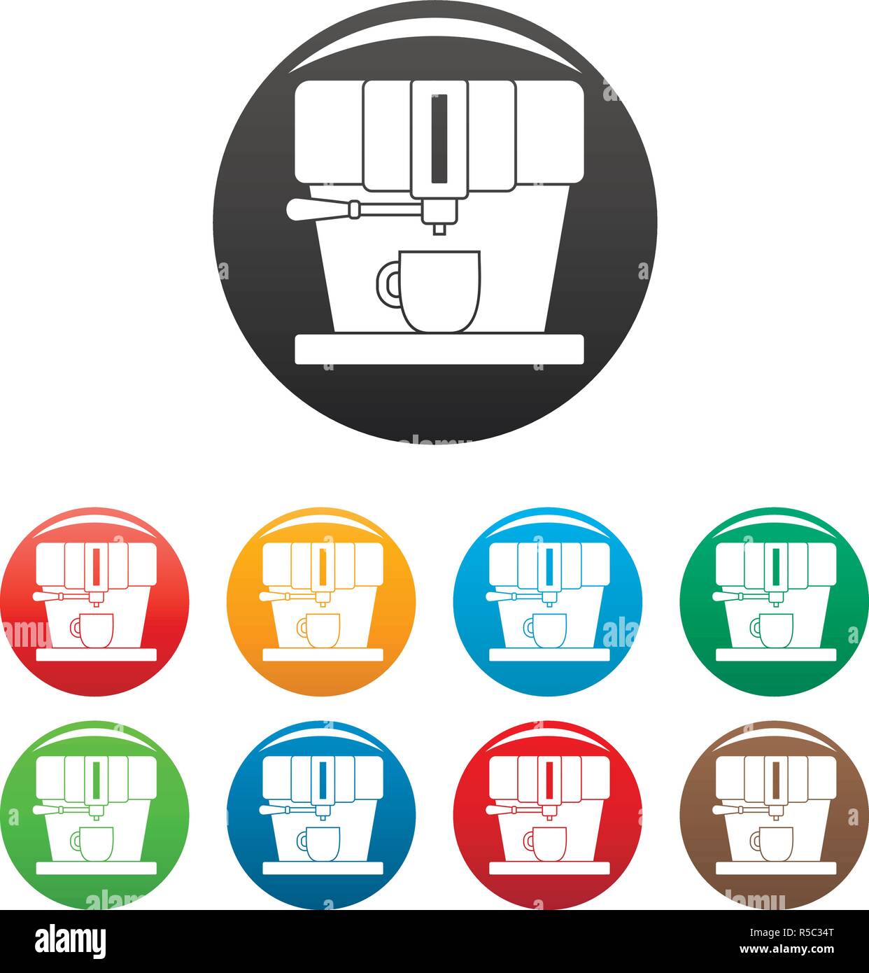 Modern coffee machine icons set 9 color vector isolated on white for ...