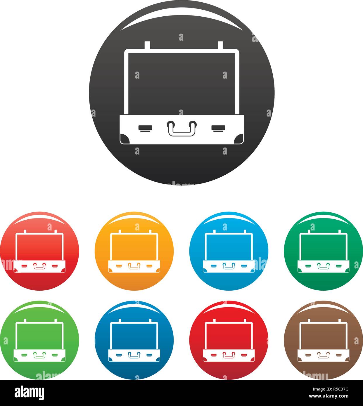 Vintage suitcase icons set 9 color vector isolated on white for any ...