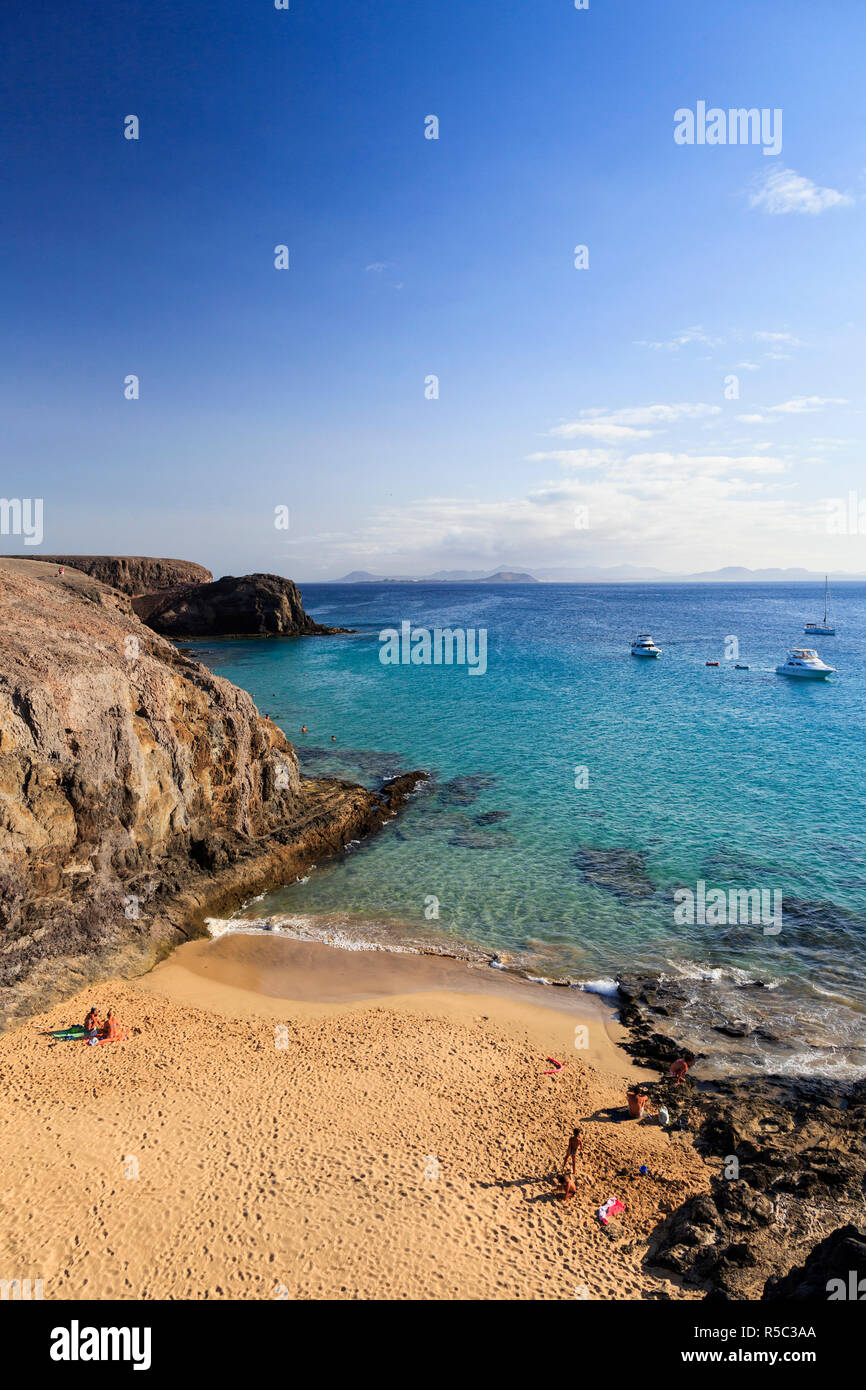 Spain, Canary Islands, Lanzarote, Punta del Papagayo, Papagayo beach ...