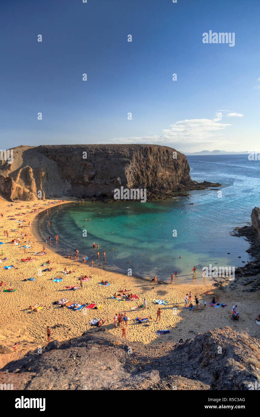 Spain, Canary Islands, Lanzarote, Punta del Papagayo, Papagayo beach ...