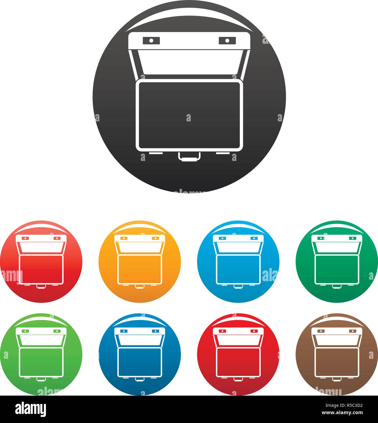 Open suitcase icons set 9 color vector isolated on white for any design ...