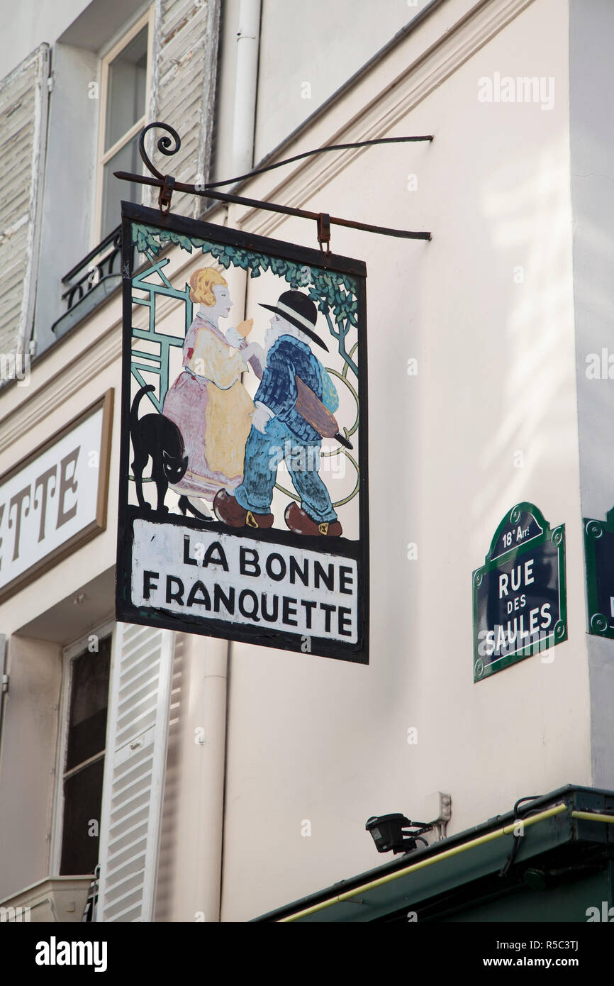 Restaurant sign, Montmartre, Paris, France Stock Photo - Alamy