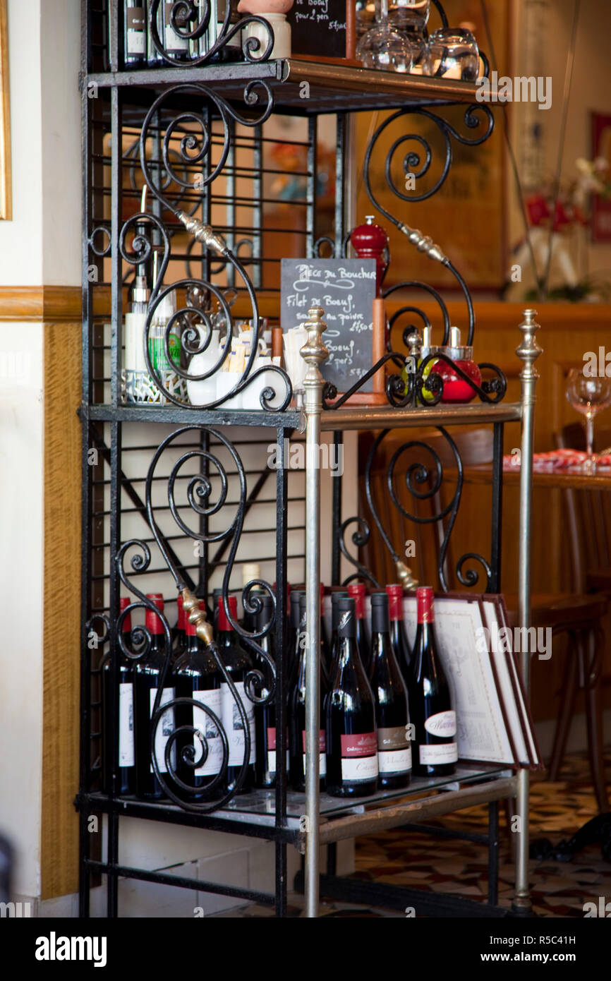 Wine bottles in a restaurant/bistro, Paris, France Stock Photo - Alamy