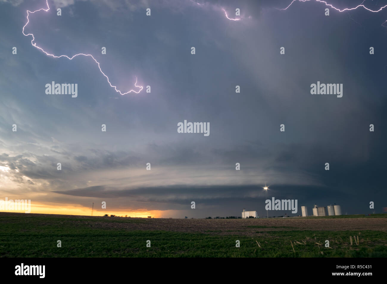 Lightning in the anvil of a supercell thunderstorm with an ufo ...