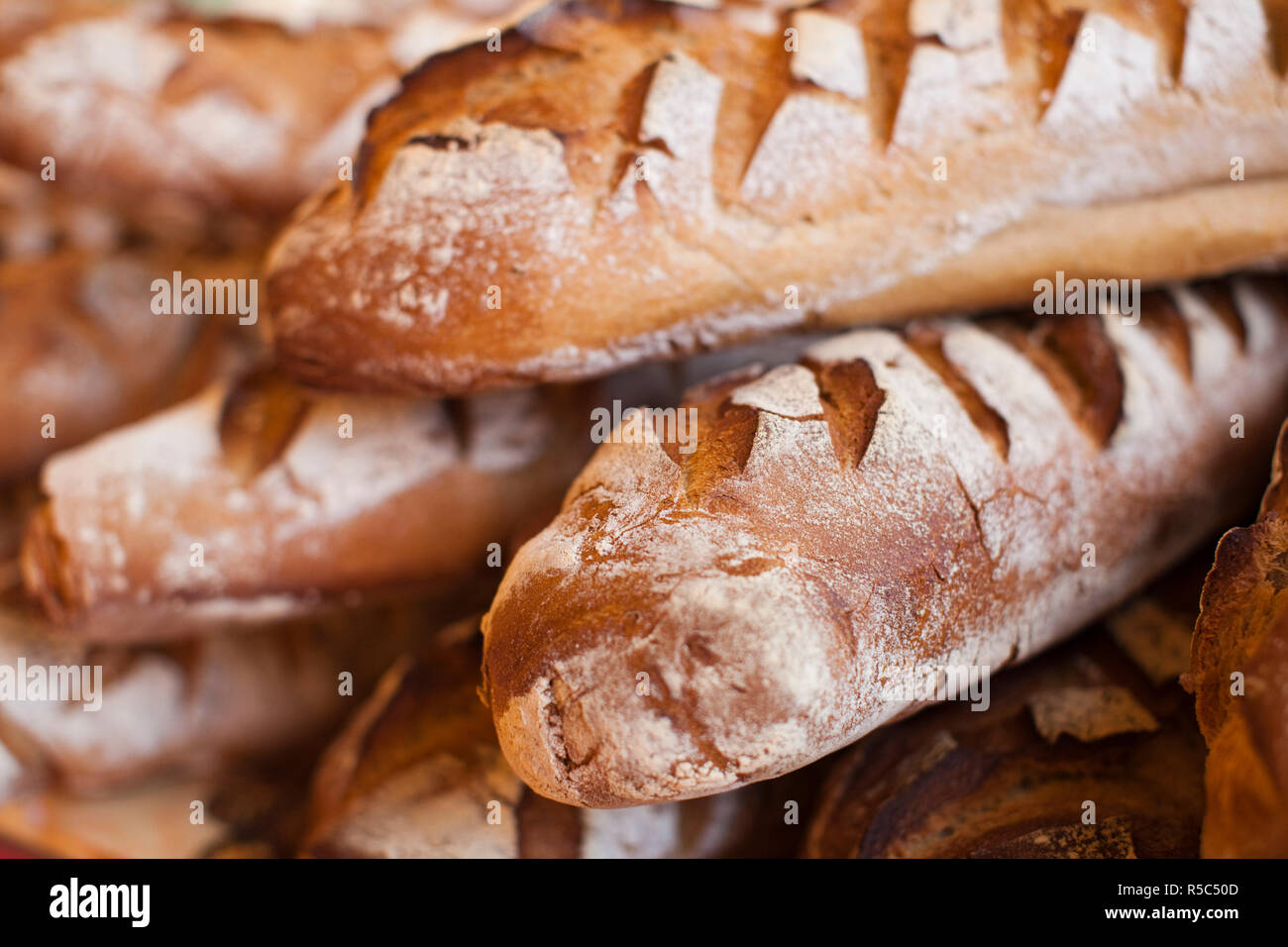 France, Moselle, Lorraine Region, Metz, covered market, artisan bread ...