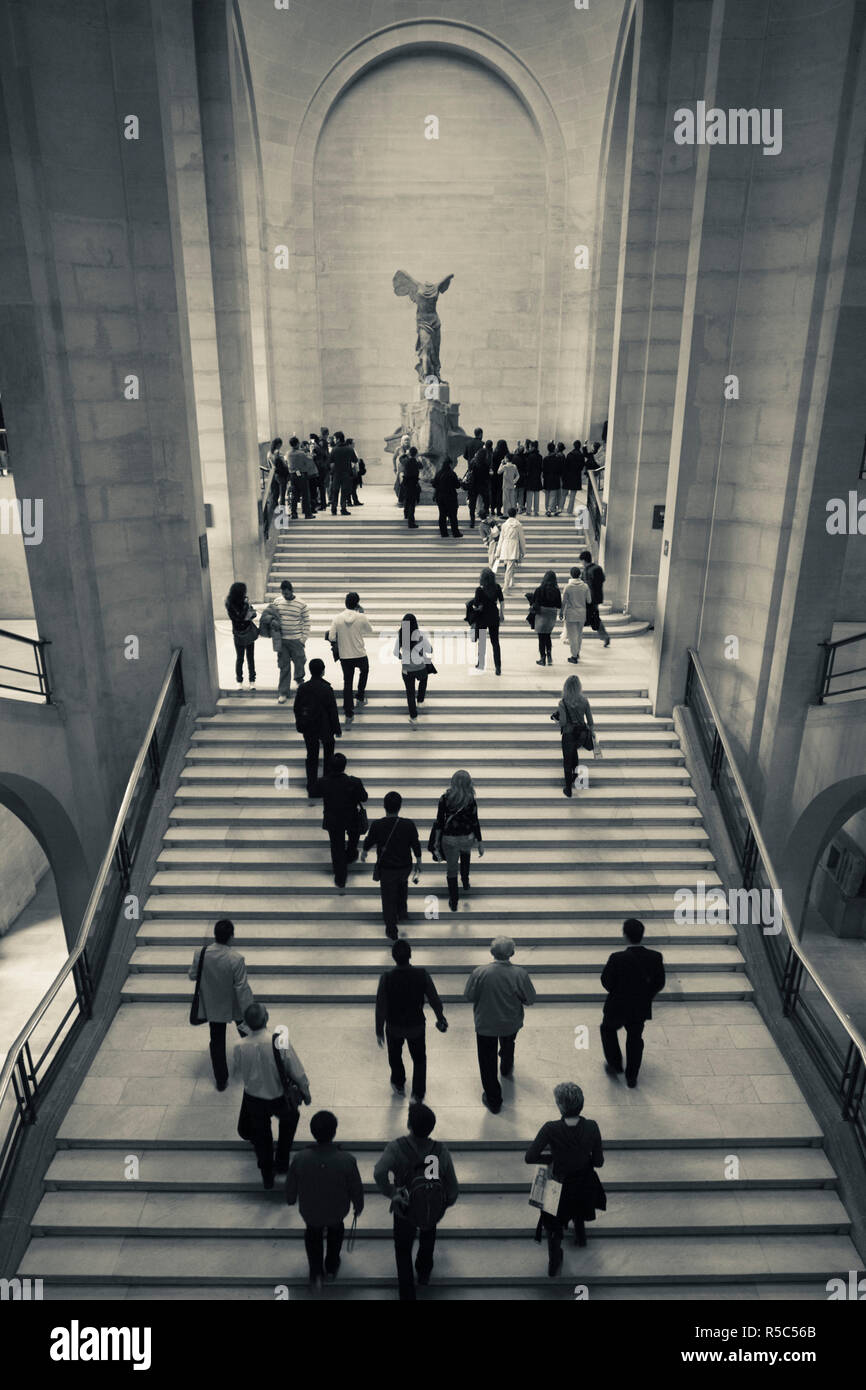 France, Paris, Musee du Louvre museum, first floor staircase by the ...