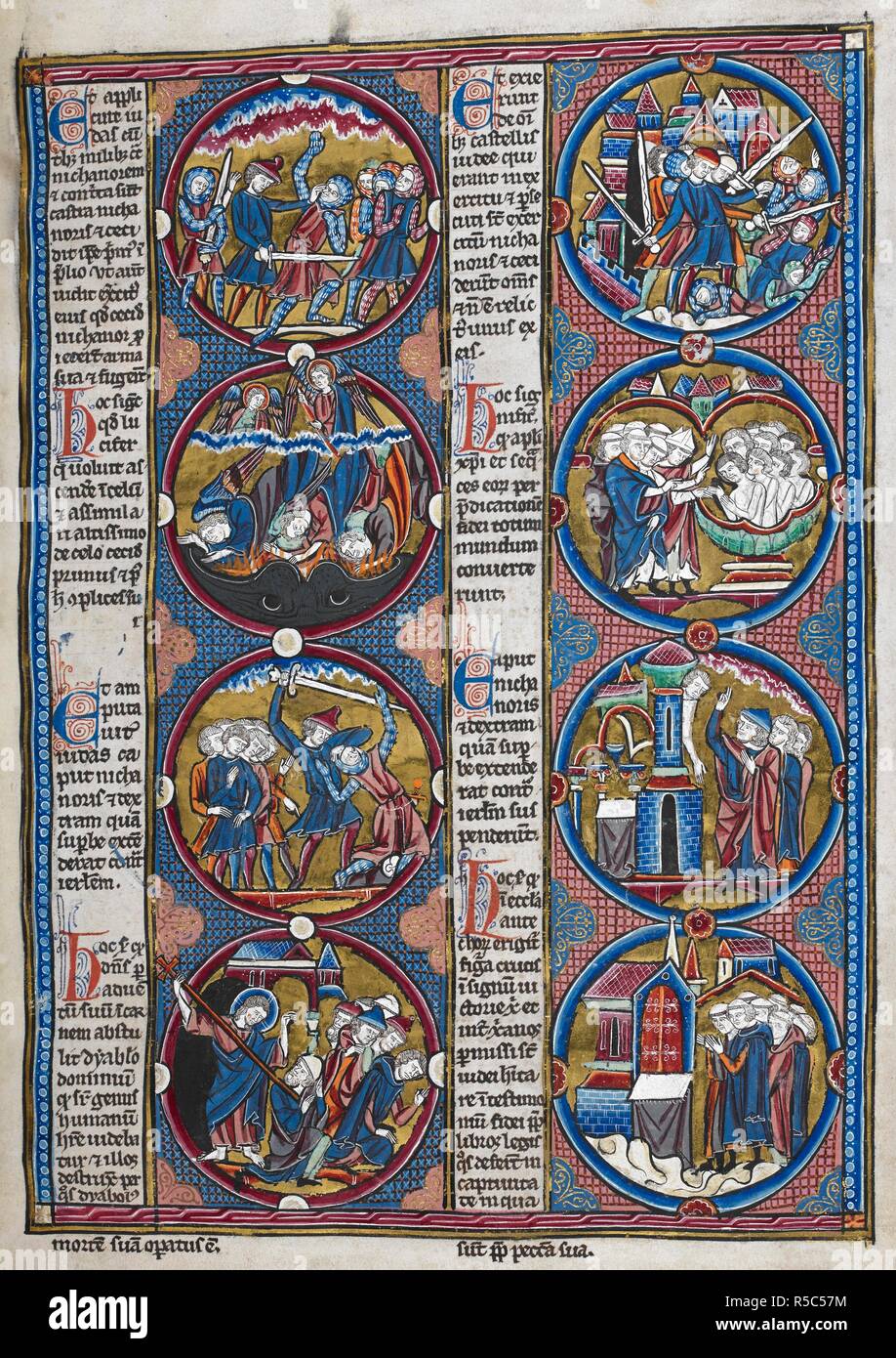 Biblical scenes and moralisations in a series of eight roundels. Bible ...