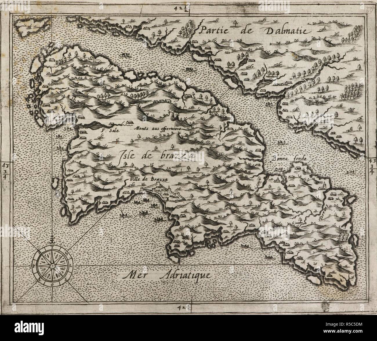 A map of Brac Island. Isle de Brazza. Source: Maps K.Top.113.43 ...