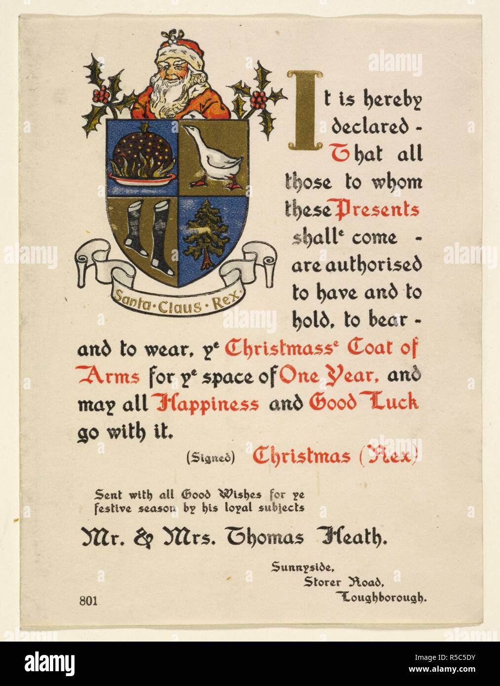 A message signed 'Father Christmas', with a coat of arms. The card is ...