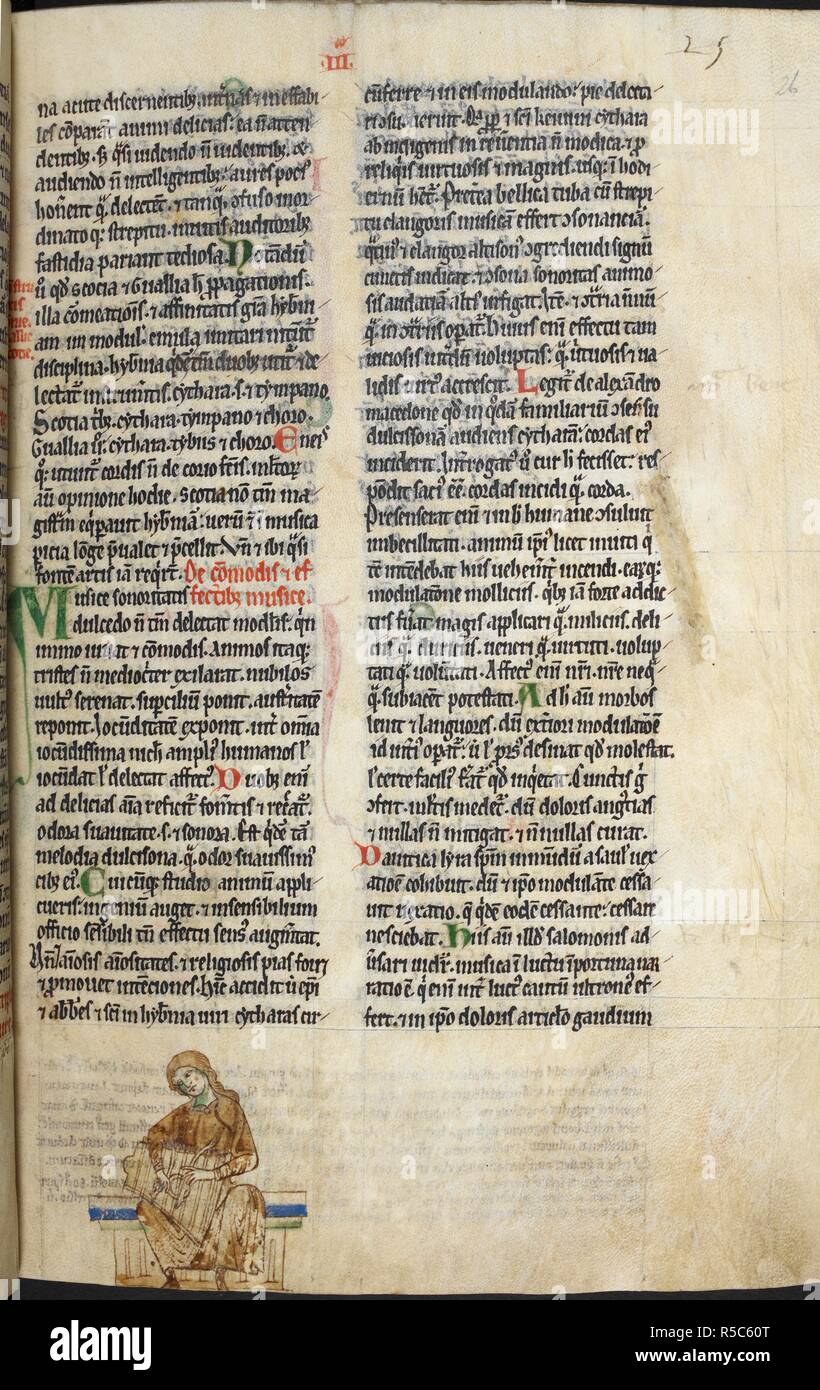 Miniature of an Irish musician playing the harp, in the lower margin of ...