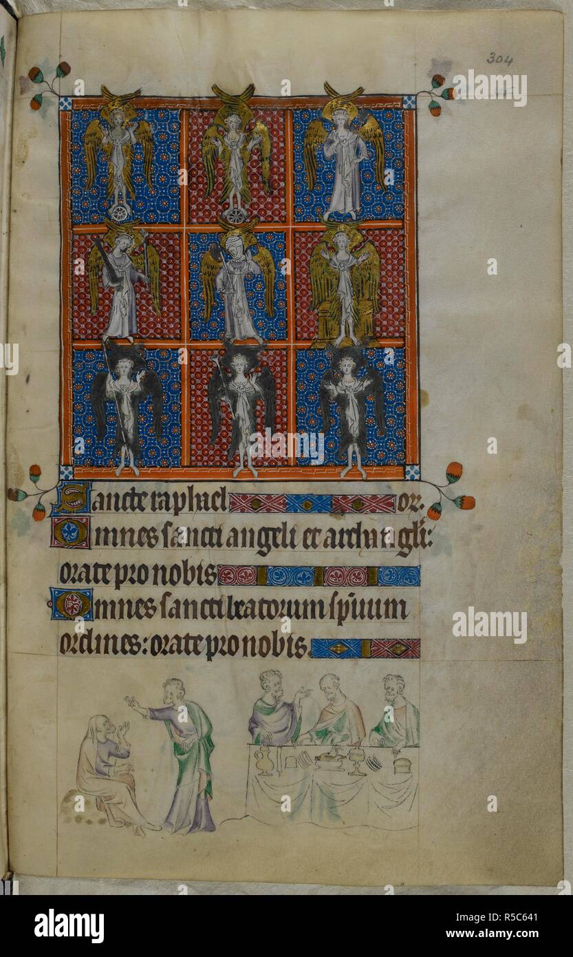 Miniature in nine parts of two six-winged seraphim standing on wheels ...