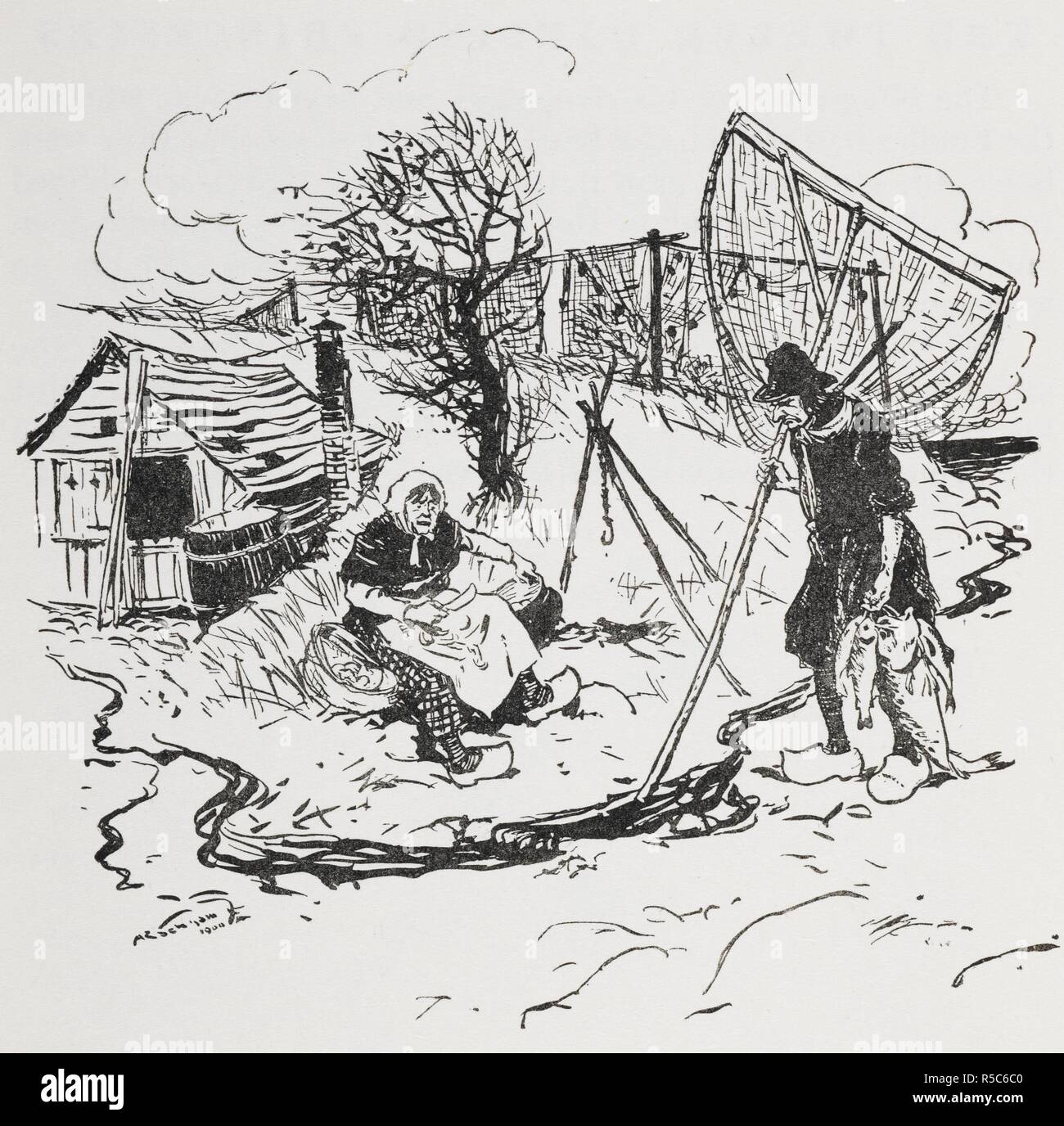 The fisherman and his wife. Grimm's Fairy Tales. Illustrated by Arthur ...