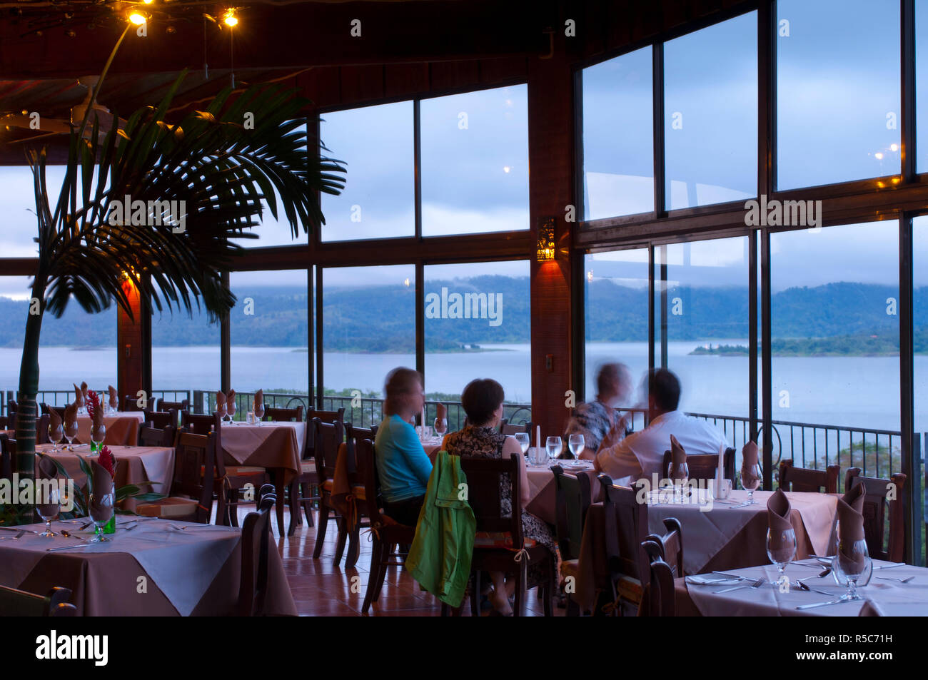 Costa Rica, El Castillo, Mountain Lodge and view of Lake Arenal Stock ...