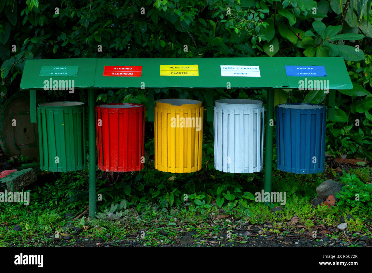 Costa Rica, El Castillo, Rainforest, Recycle Bins Stock Photo - Alamy