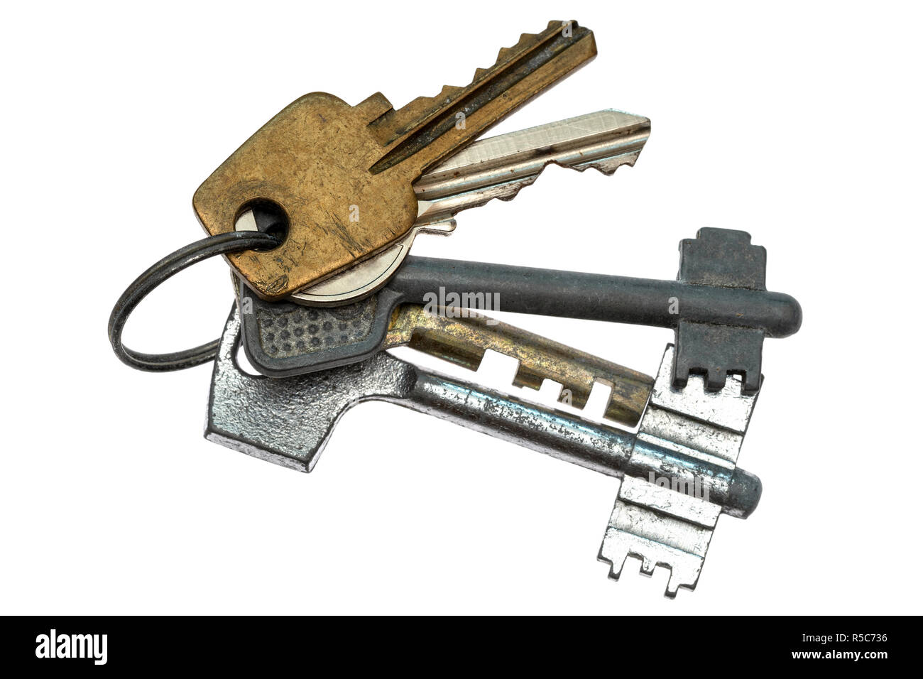 Five keys in single bunch, isolated on white Stock Photo - Alamy