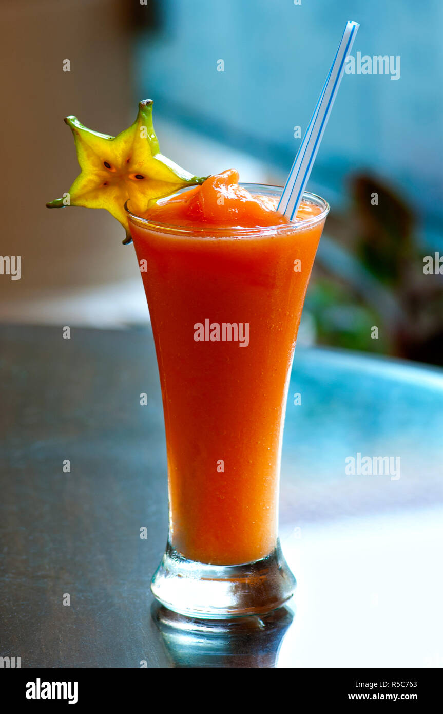 Costa Rica, San Jose, Papaya Fruit Drink With Star Fruit, Gran Hotel ...