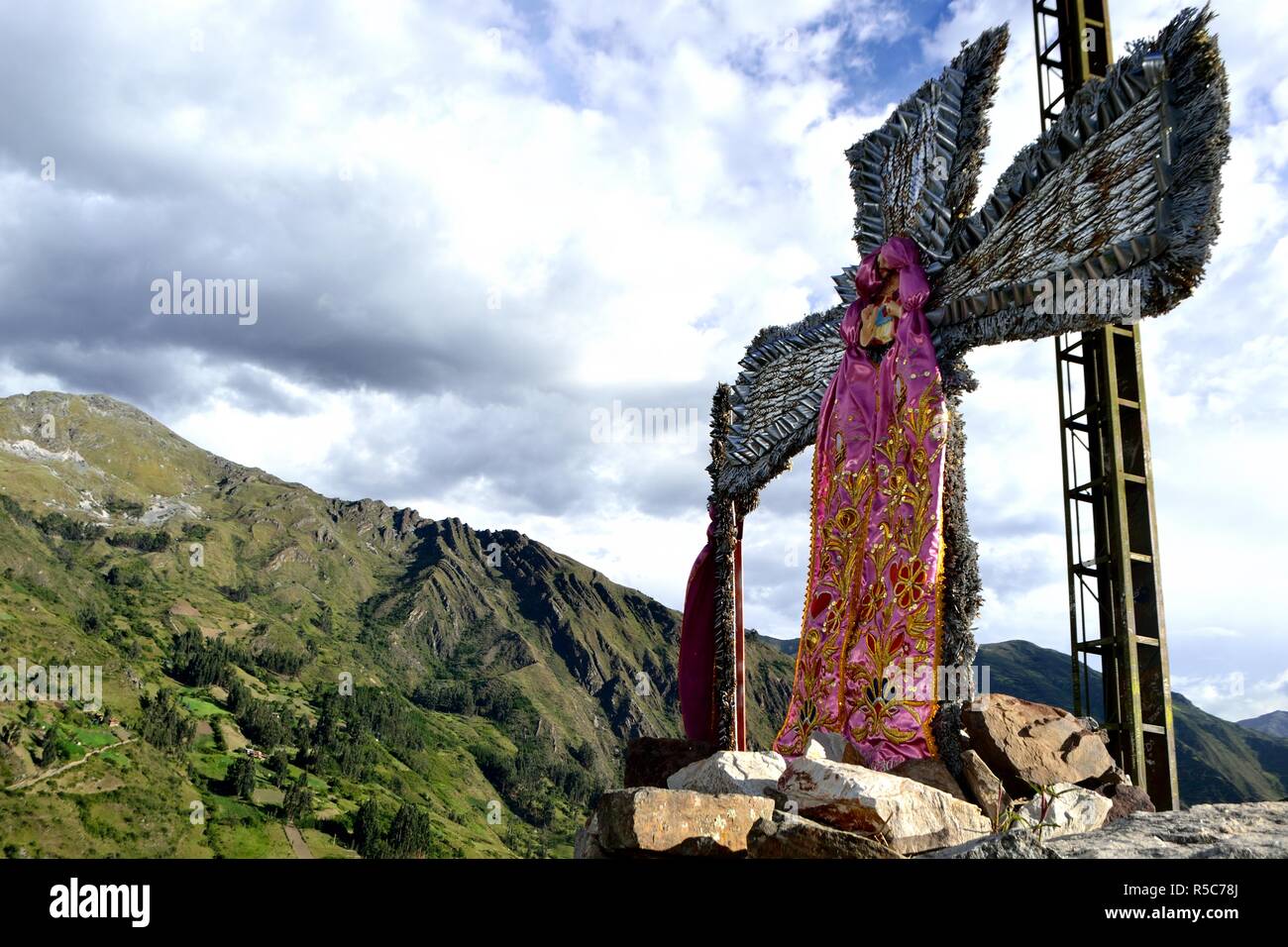 Catholic cross in CHAVIN de Huantar. Department of Ancash.PERU Stock ...