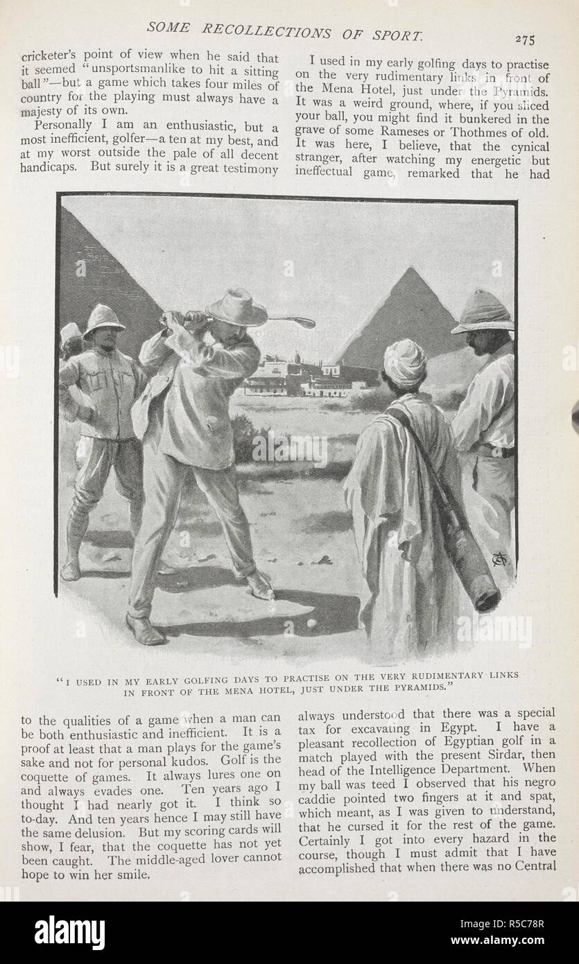 Sir Arthur Conan Doyle playing golf near the Pyramids in Egypt. The ...