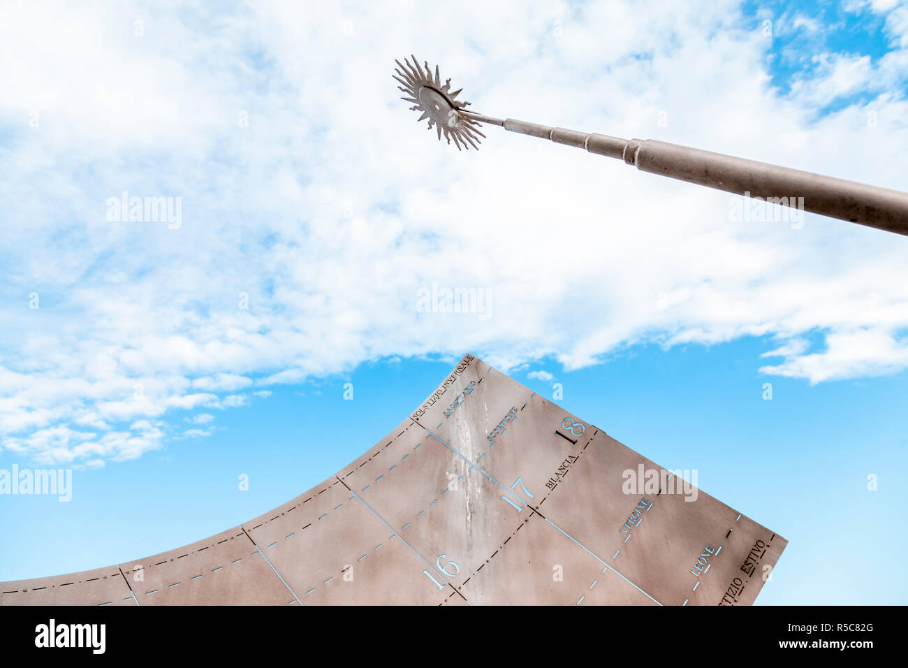 Modern outdoor sundial built in metal in the countryside Stock Photo ...