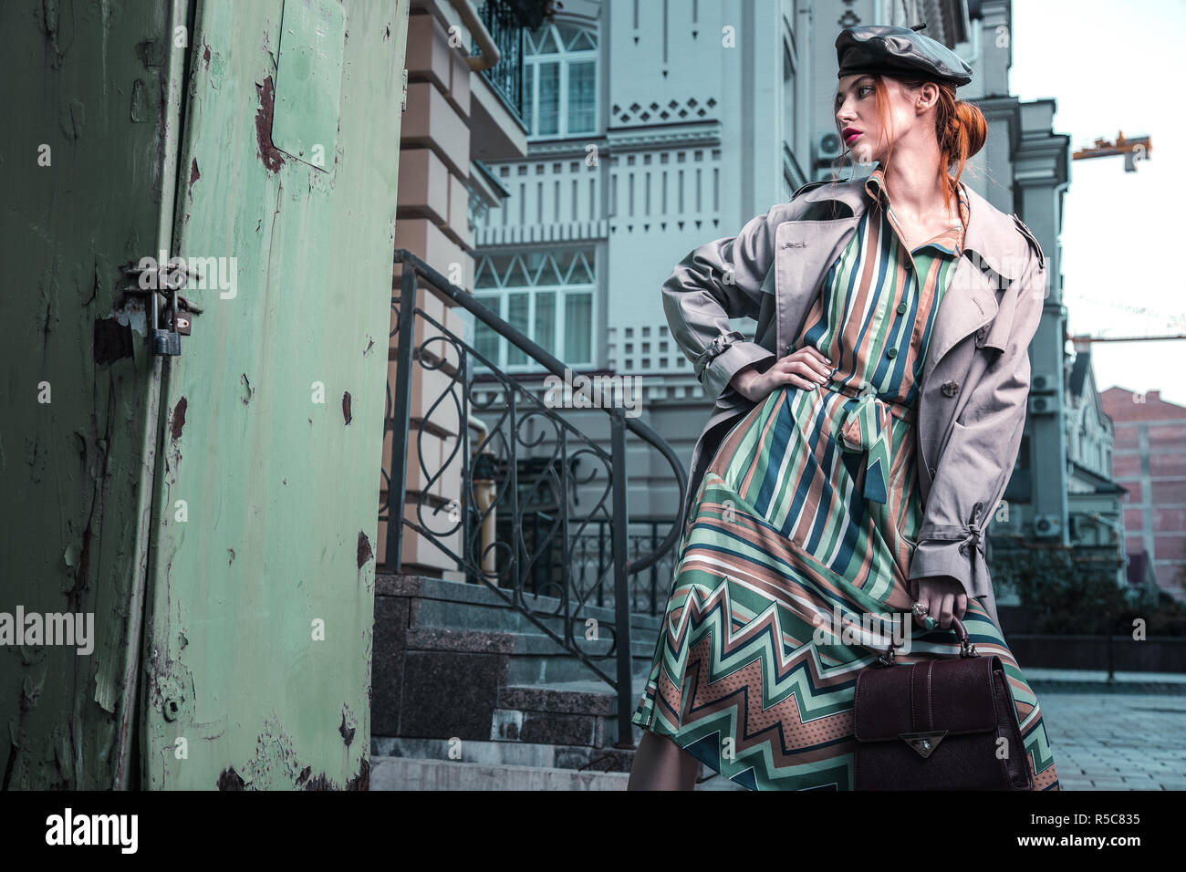 New boutique. Slim glamorous photo model working for new boutique ...