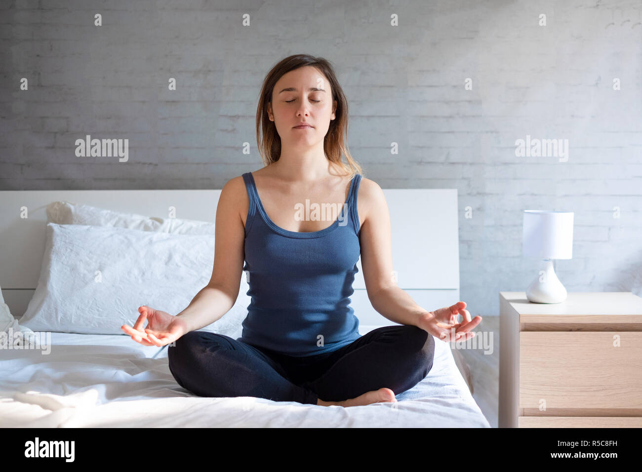 Breathing exercises woman hi-res stock photography and images - Alamy