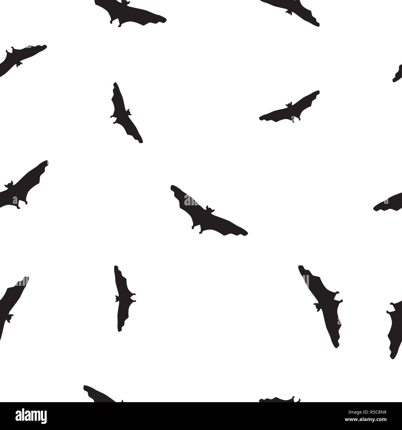 Seamless wild animals pattern Bats black silhouette on white background ...