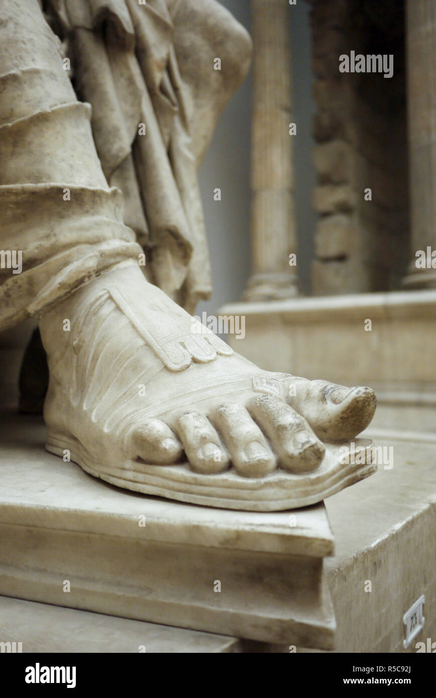 Foot from a stone statue, Pergamon Museum, Berlin, Germany Stock Photo ...