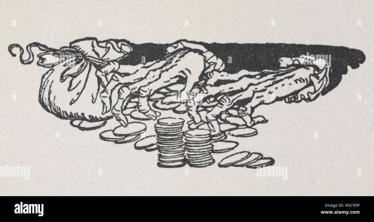 Illustration of Scrooge's hands counting money. A Christmas Carol ...